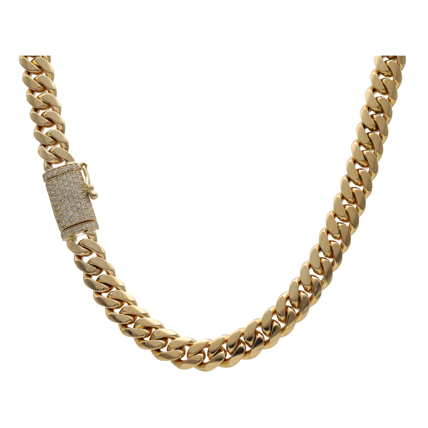 10K Gold Cuban Choker 7mm 16" Coffin Lock Diamond Chain | Veka – Veka ...